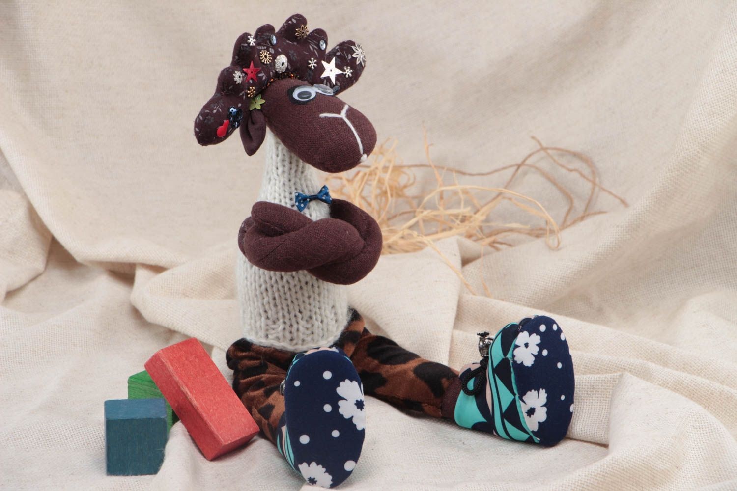 BUY Handmade designer colorful fabric soft toy fashionable elk for ...