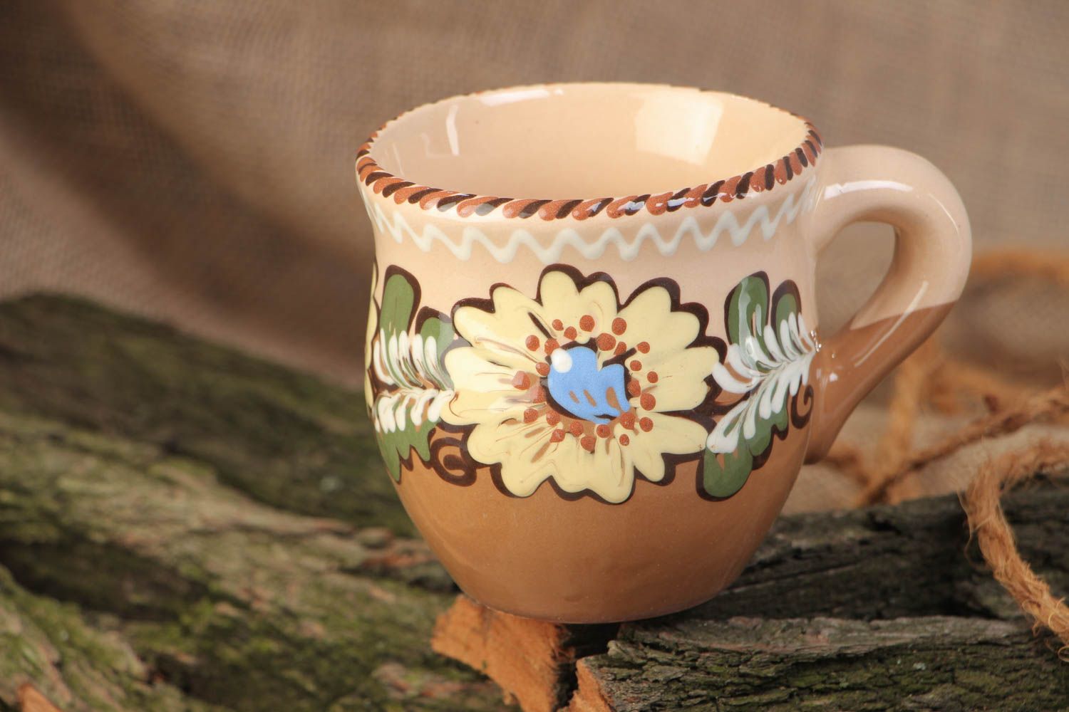 Handgemachte Sch ne Originelle Tasse Aus Ton Mit Bemalung F r Tee 250